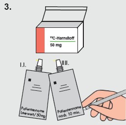 13C-Harnstoff-Atemtest mit 50 mg Harnstoff-Diabact® UBT Tablette